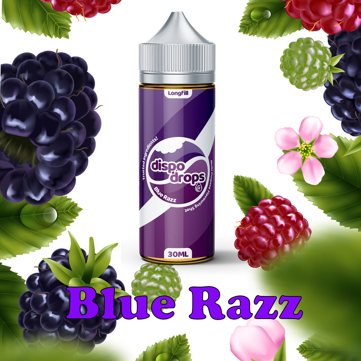 120ml Dispo Drops Blue Razz Flavor Shot – Long Dog Trading